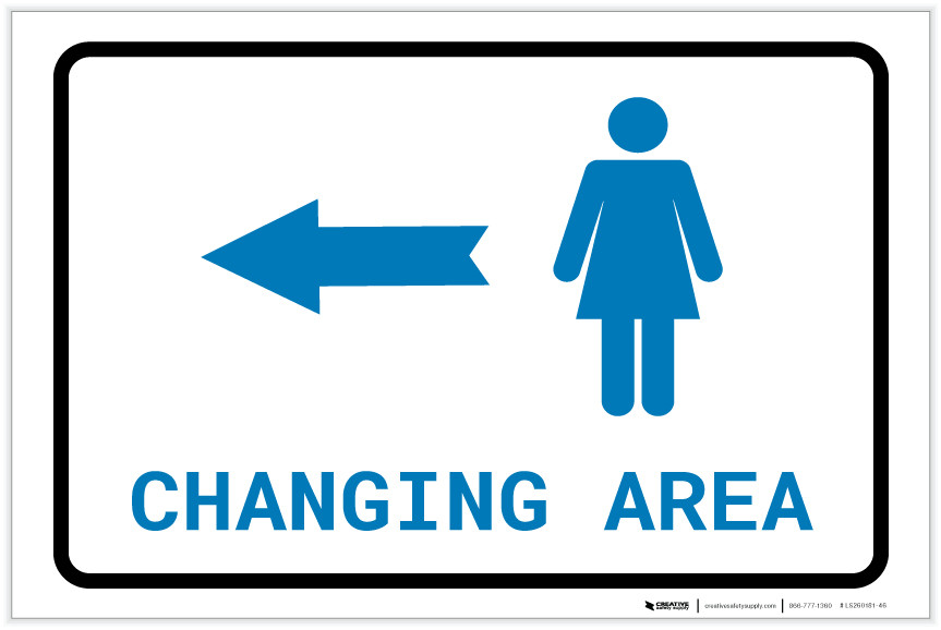 Womens Changing Area Left Arrow with Icon Landscape v2 - Label