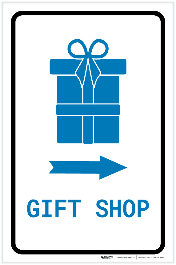 Gift Shop Right Arrow with Icon Portrait v2 - Label | Creative Safety ...