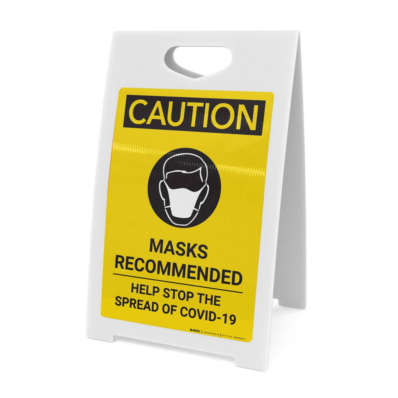 Caution: Masks Recommended COVID-19 with Icon Portrait - A-Frame Sign