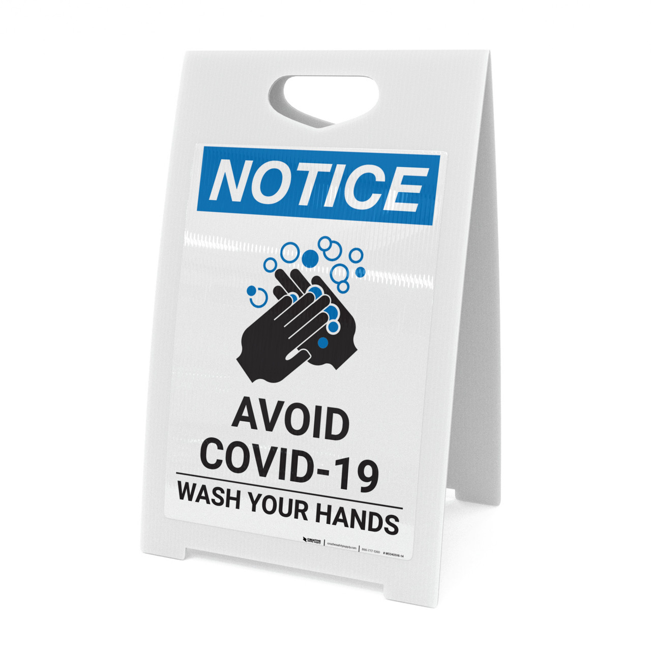 Notice: Avoid COVID-19 Wash Your Hands ANSI Portrait - A-Frame Sign