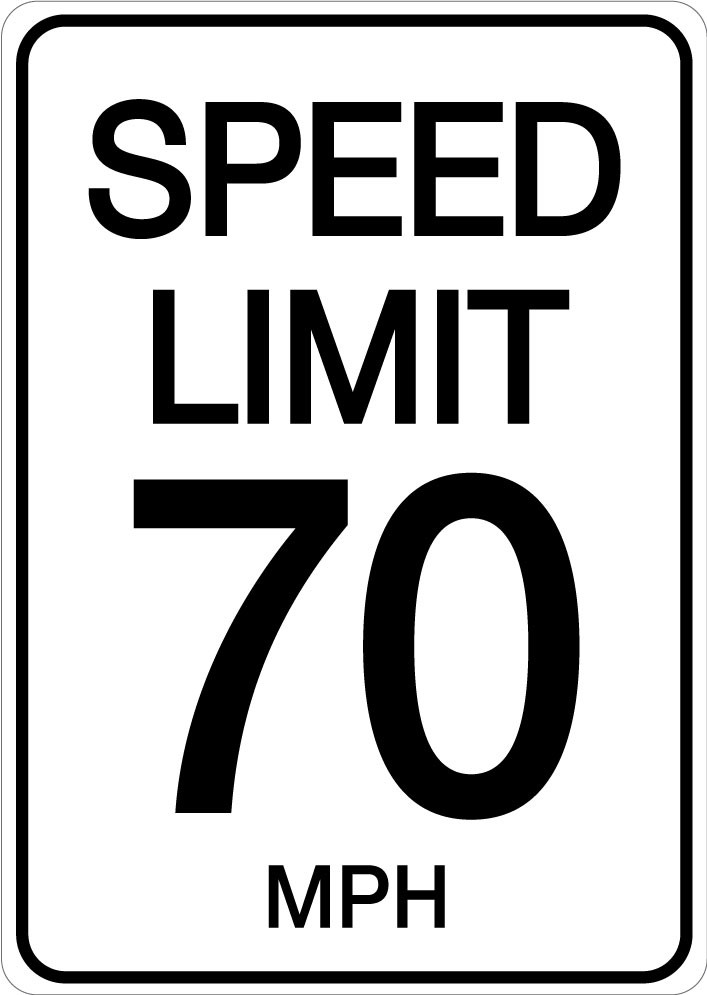 Speed Limit 70mph - Wall Sign
