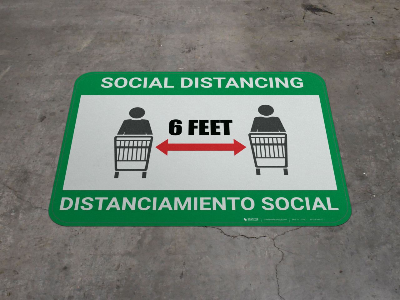 Social Distancing - Green - Bilingual Spanish - Floor Sign | Creative ...