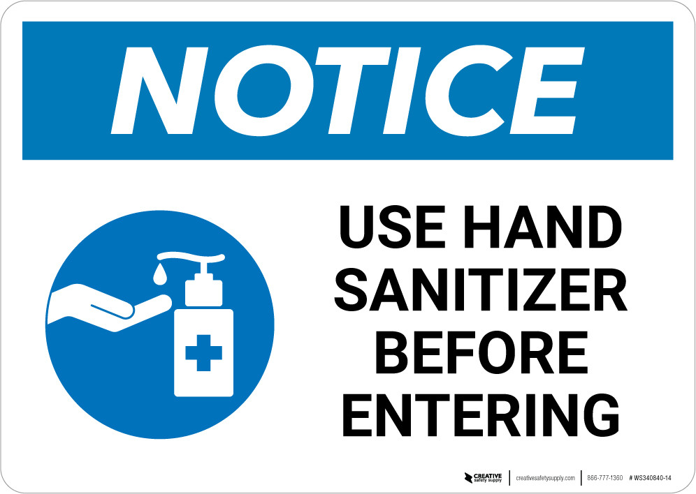 Notice: Please Use Provided Sanitizer Before Entering with Icon ...
