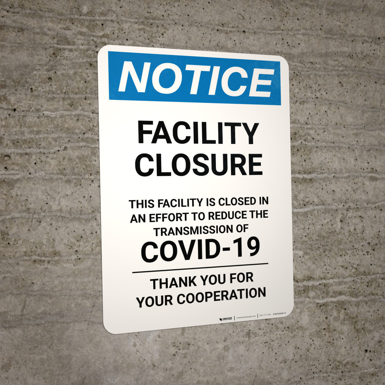 Notice: Facility Closure - In Effort to Reduce Transmission of COVID-19 ...