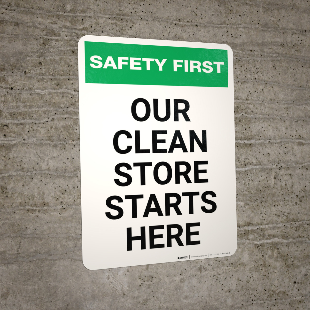 Safety First: Our Clean Store Starts Here Portrait - Wall Sign