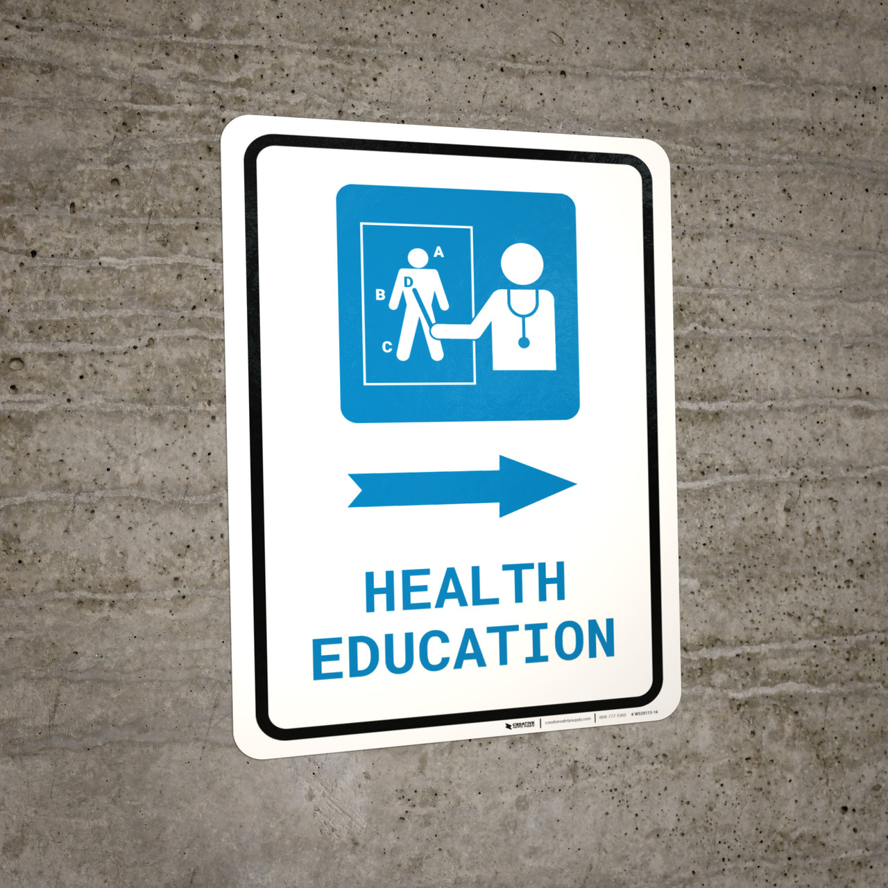 Health Education Right Arrow with Icon Portrait - Wall Sign | Creative ...