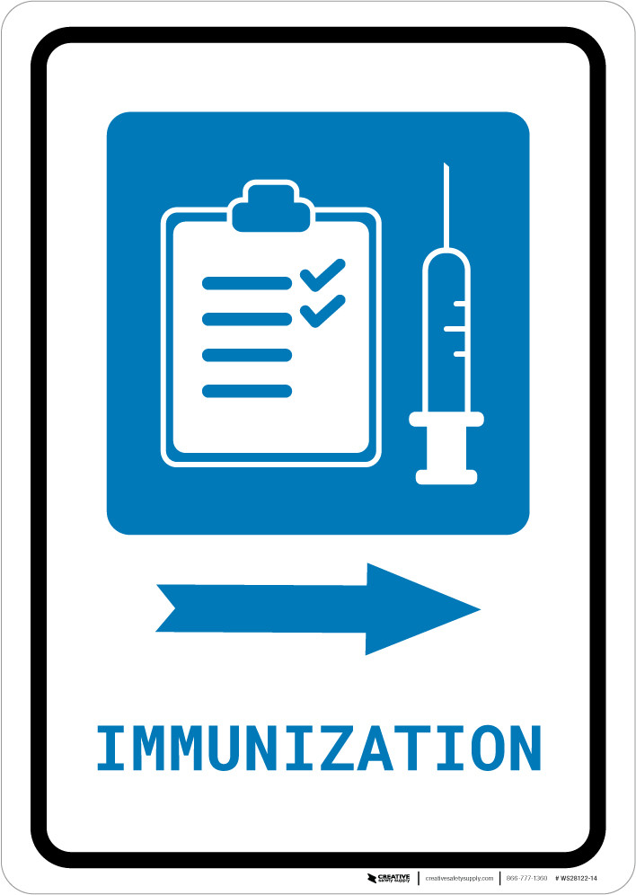 Immunization Right Arrow with Icon Portrait - Wall Sign