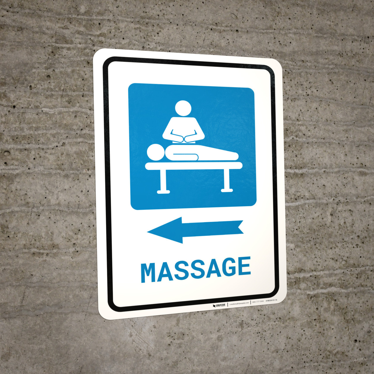 Massage Left Arrow with Icon Portrait - Wall Sign