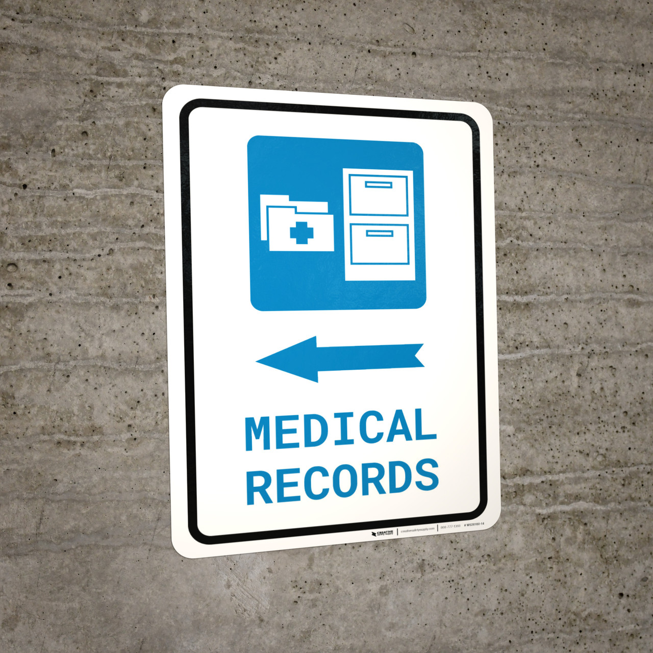 Medical Records Left Arrow with Icon Portrait - Wall Sign