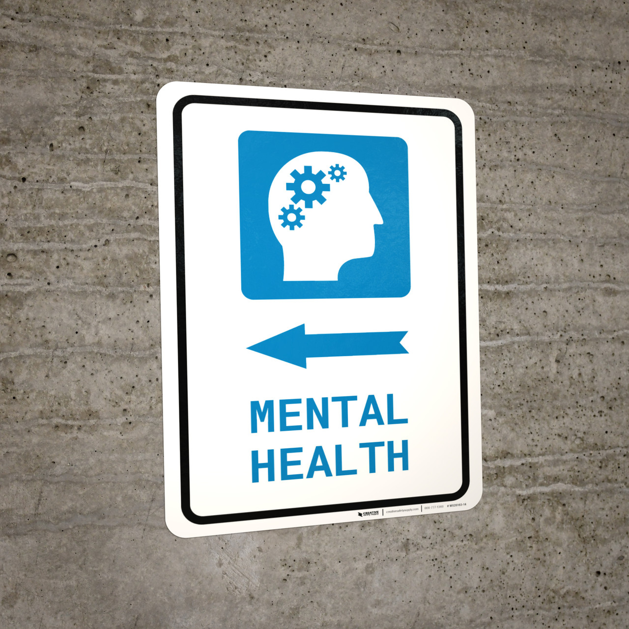Mental Health Left Arrow with Icon Portrait - Wall Sign