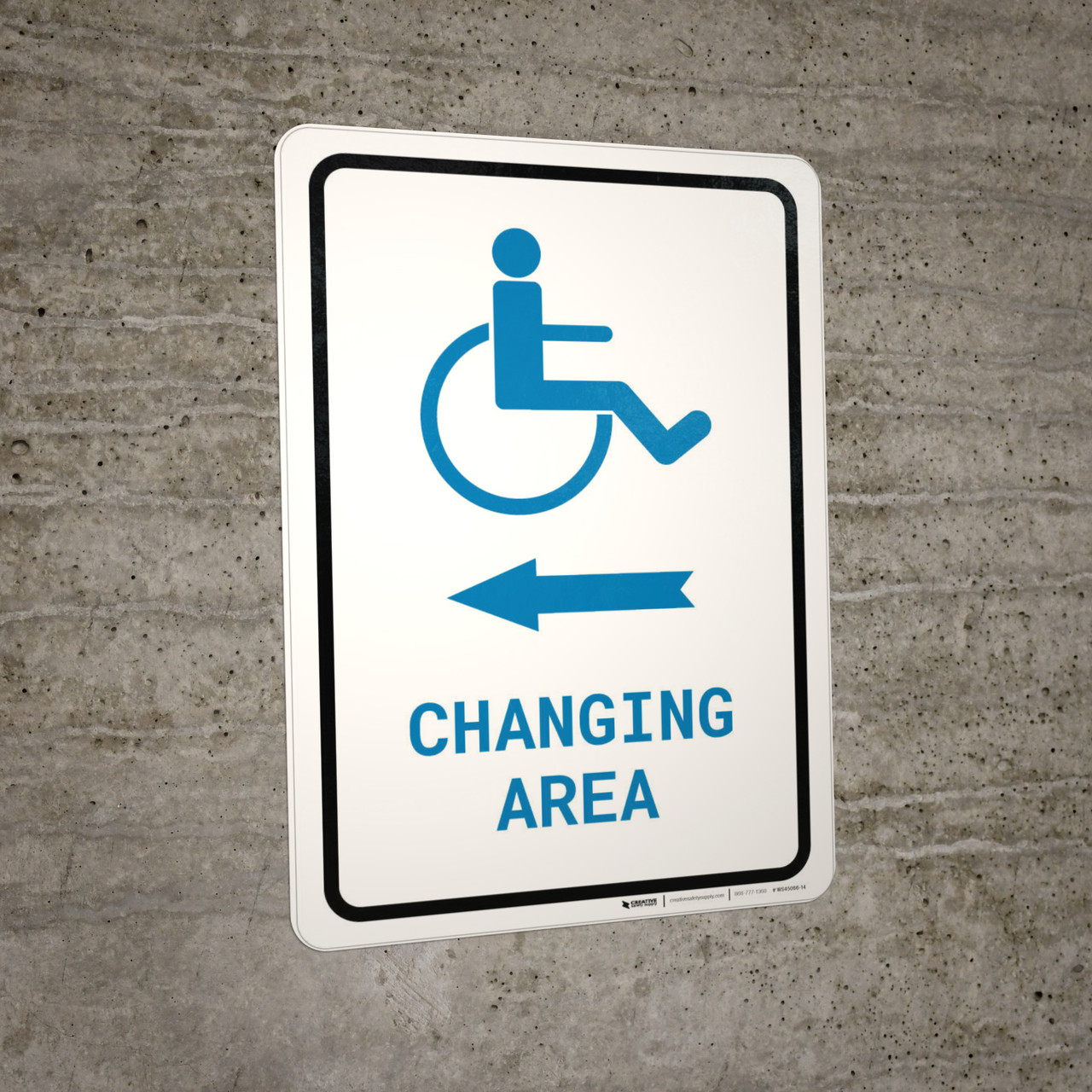ADA Accessible Changing Area Left Arrow with Icon Portrait v2 - Wall Sign