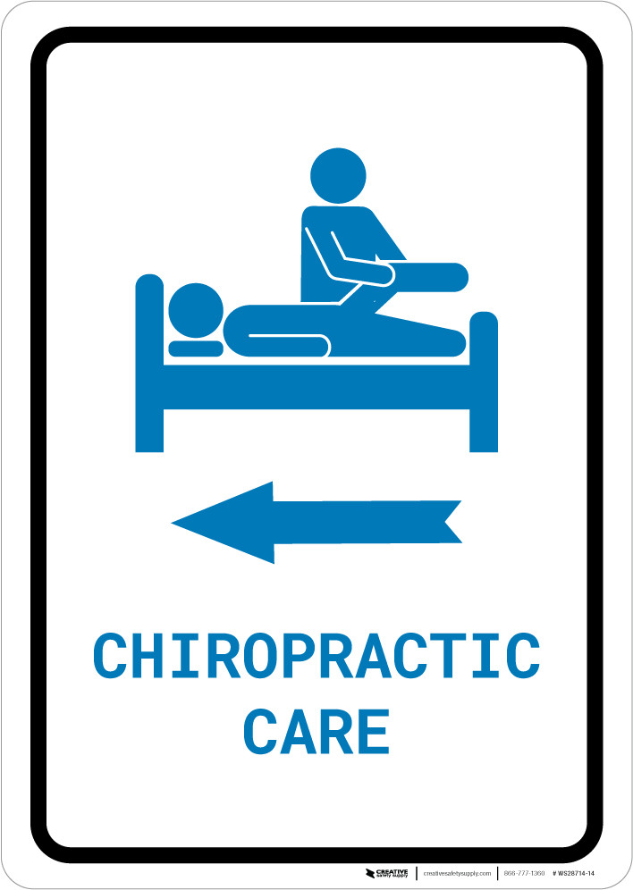 Chiropractic Care Left Arrow with Icon Portrait v2 - Wall Sign