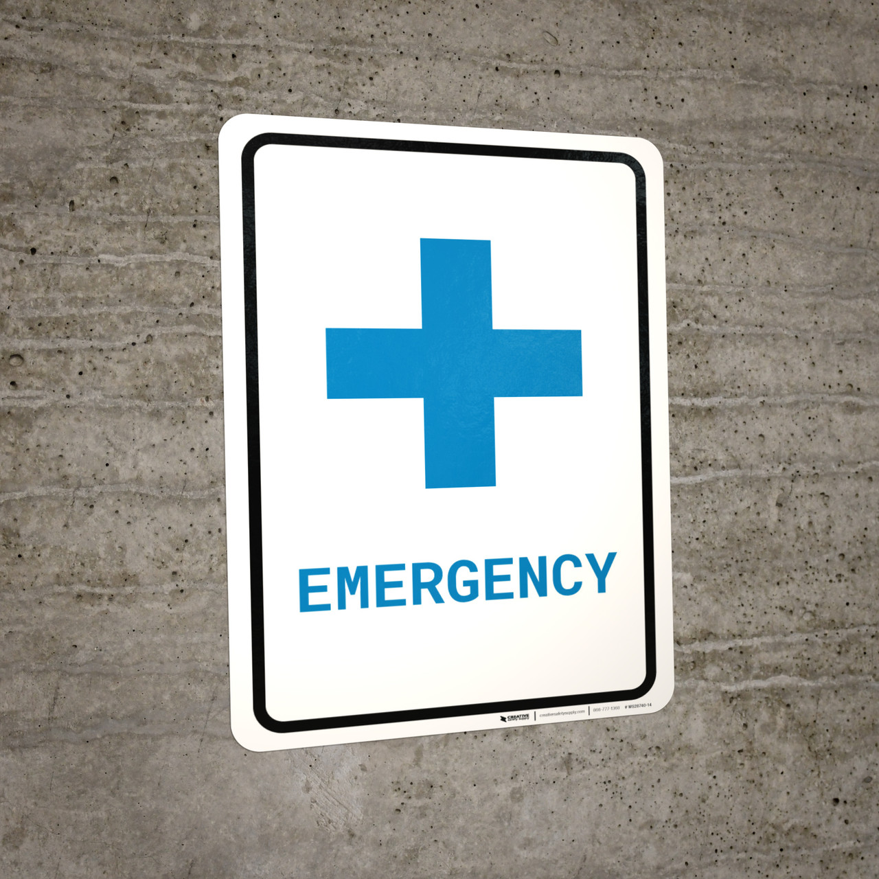 Emergency with First Aid Symbol Portrait v2 - Wall Sign | Creative ...