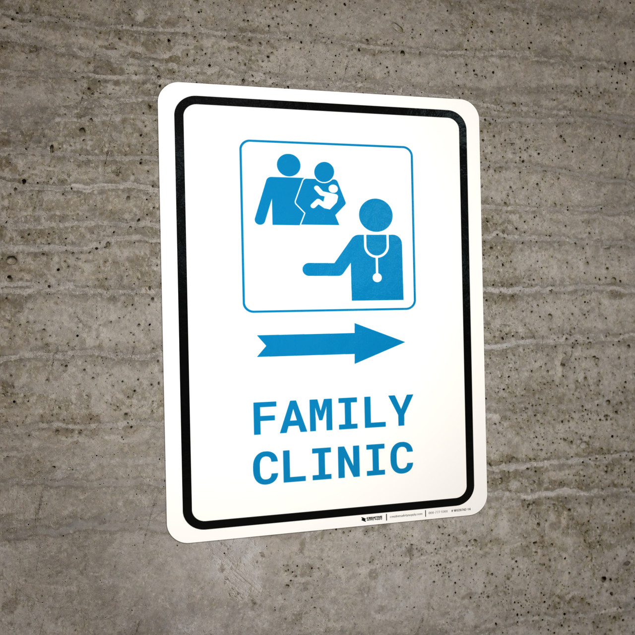 Family Clinic Right Arrow with Icon Portrait v2 - Wall Sign