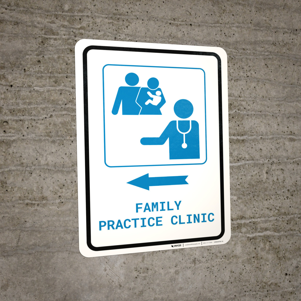 Family Practice Clinic Left Arrow with Icon Portrait v2 - Wall Sign ...