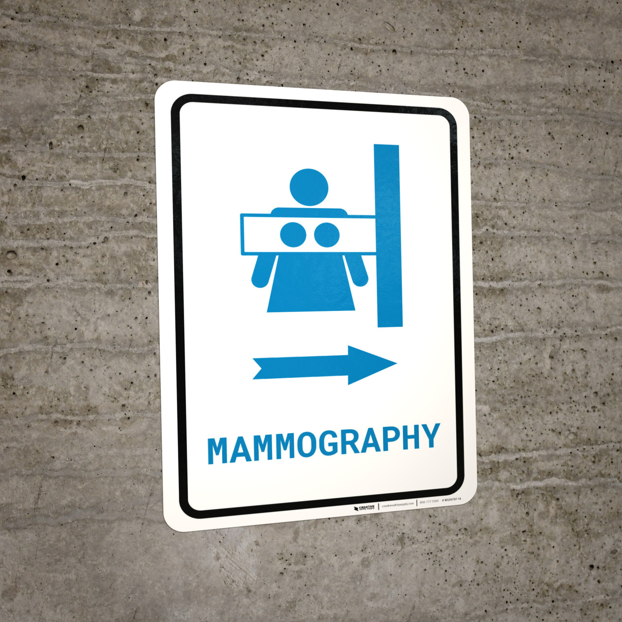 Mammography Right Arrow with Icon Portrait v2 - Wall Sign