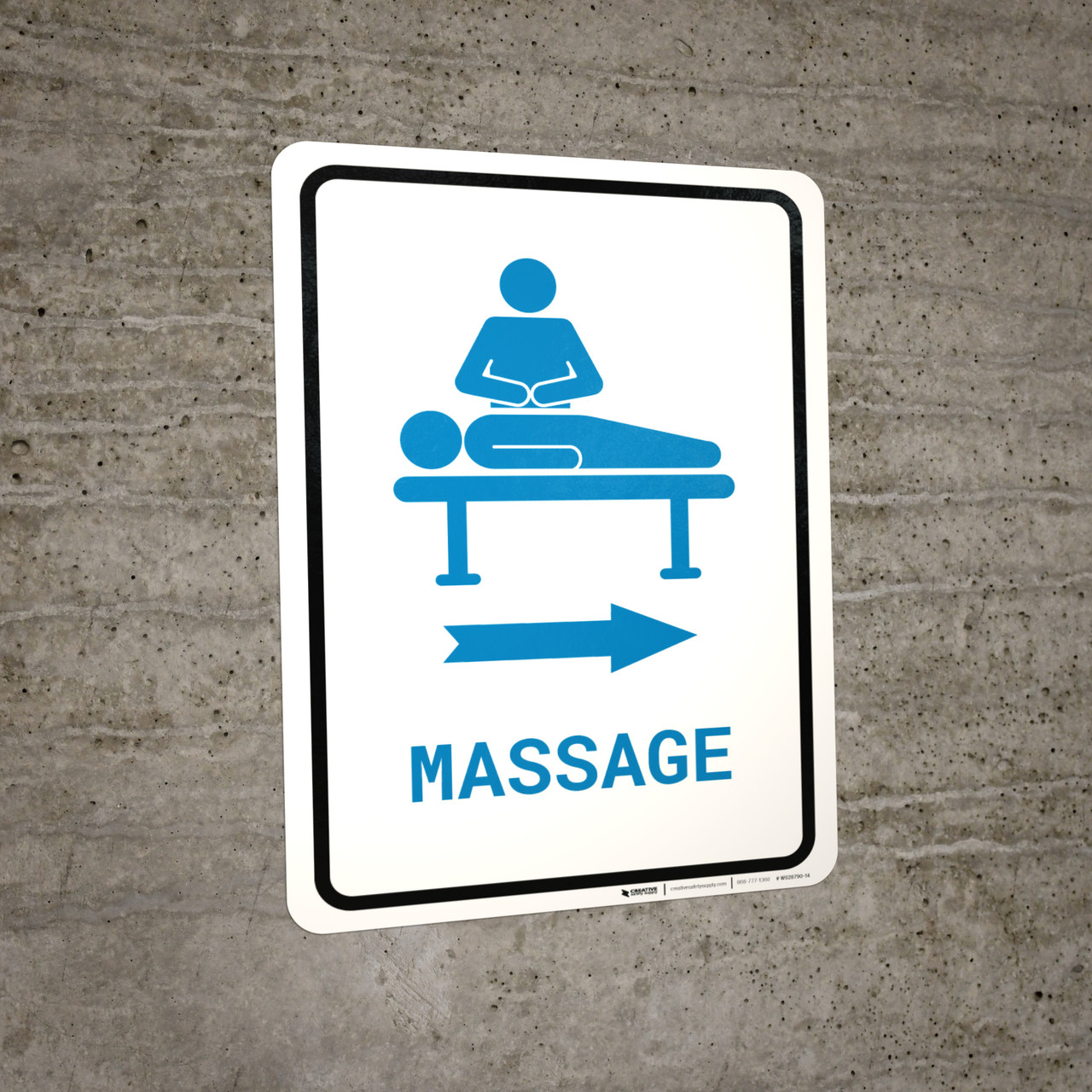 Massage Right Arrow with Icon Portrait v2 - Wall Sign