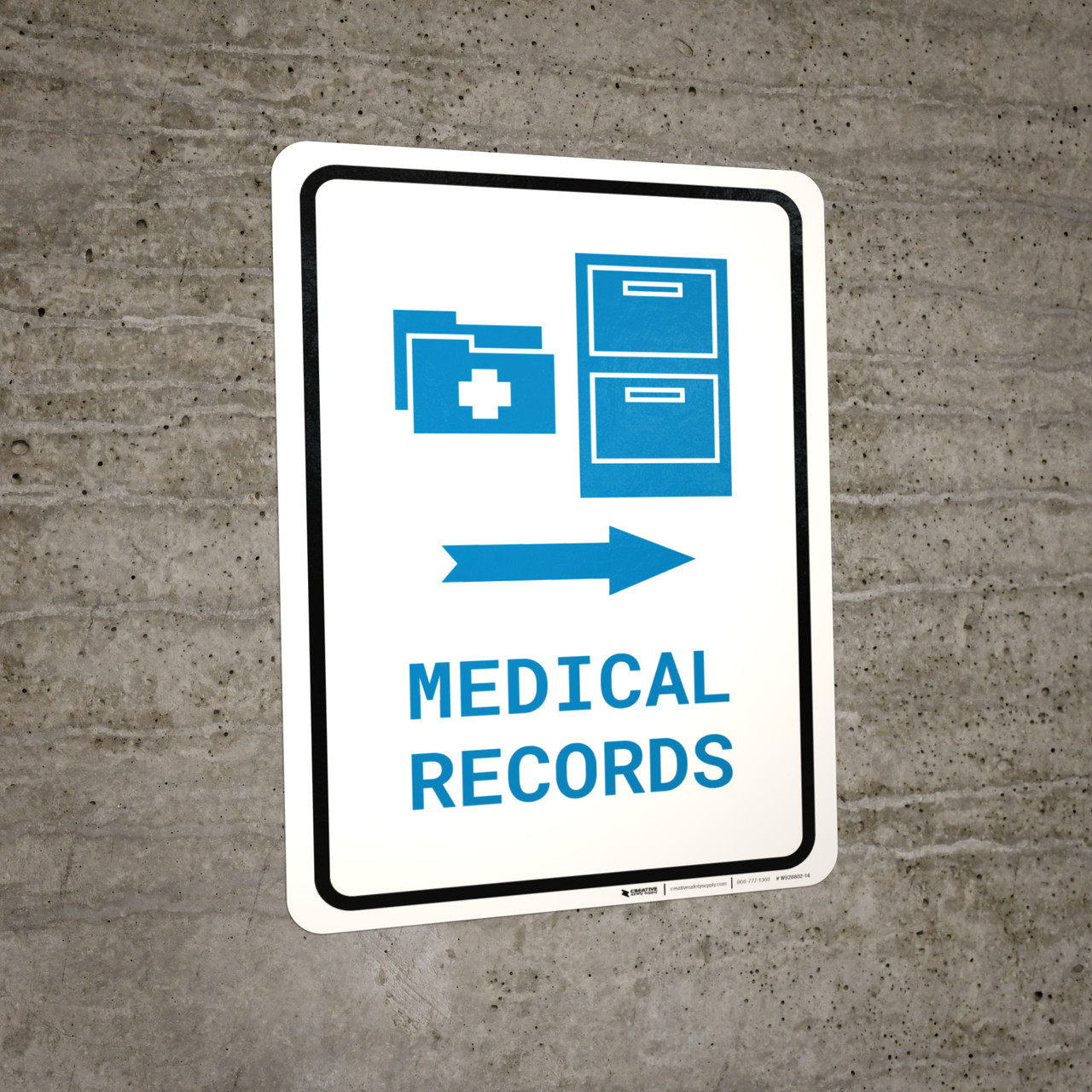 Medical Records Right Arrow with Icon Portrait v2 - Wall Sign