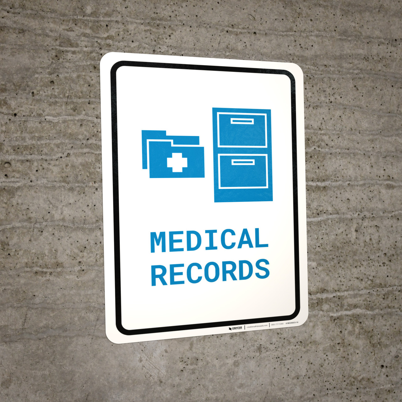 Medical Records with Icon Portrait v2 - Wall Sign | Creative Safety Supply