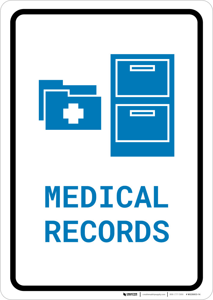 Medical Records with Icon Portrait v2 - Wall Sign | Creative Safety Supply