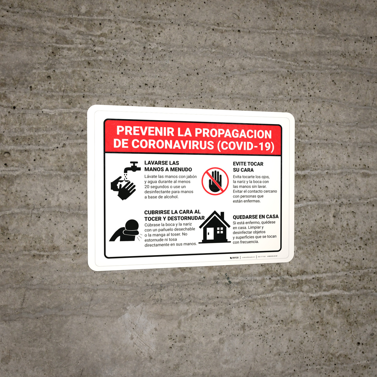 Prevent the Spread of Coronavirus (Spanish) - Wall Sign