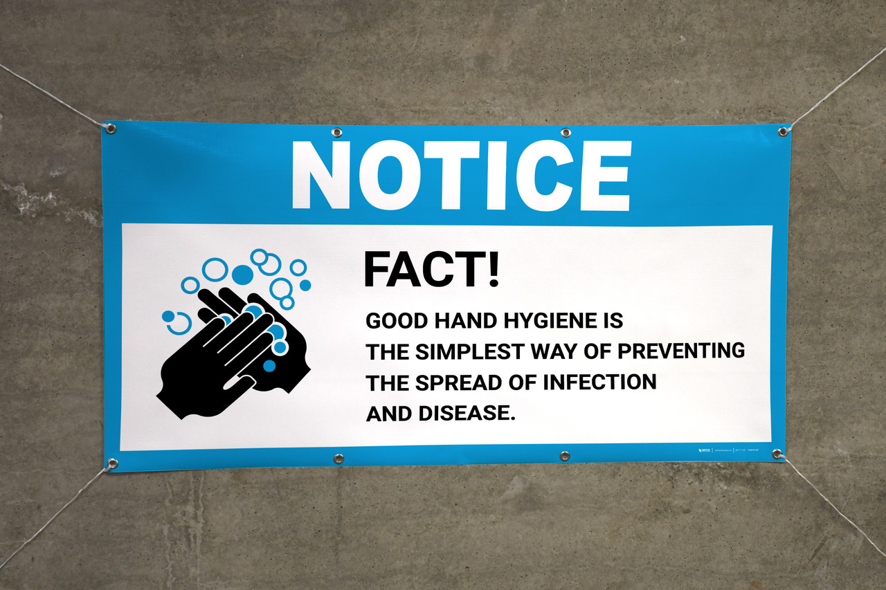 Notice: Fact Good Hand Hygiene to Prevent the Spread with Icon - Banner ...