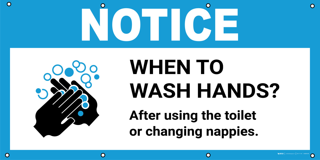 Notice: When To Wash Hands After Using The Toilet with Icon - Banner ...