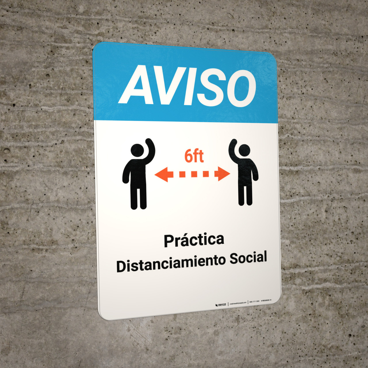 Notice: Practice Social Distancing with Icons Spanish - Wall Sign