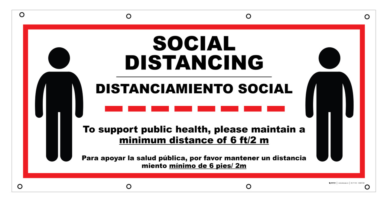 Social Distancing - Please Maintain Distance Bilingual Spanish - Banner