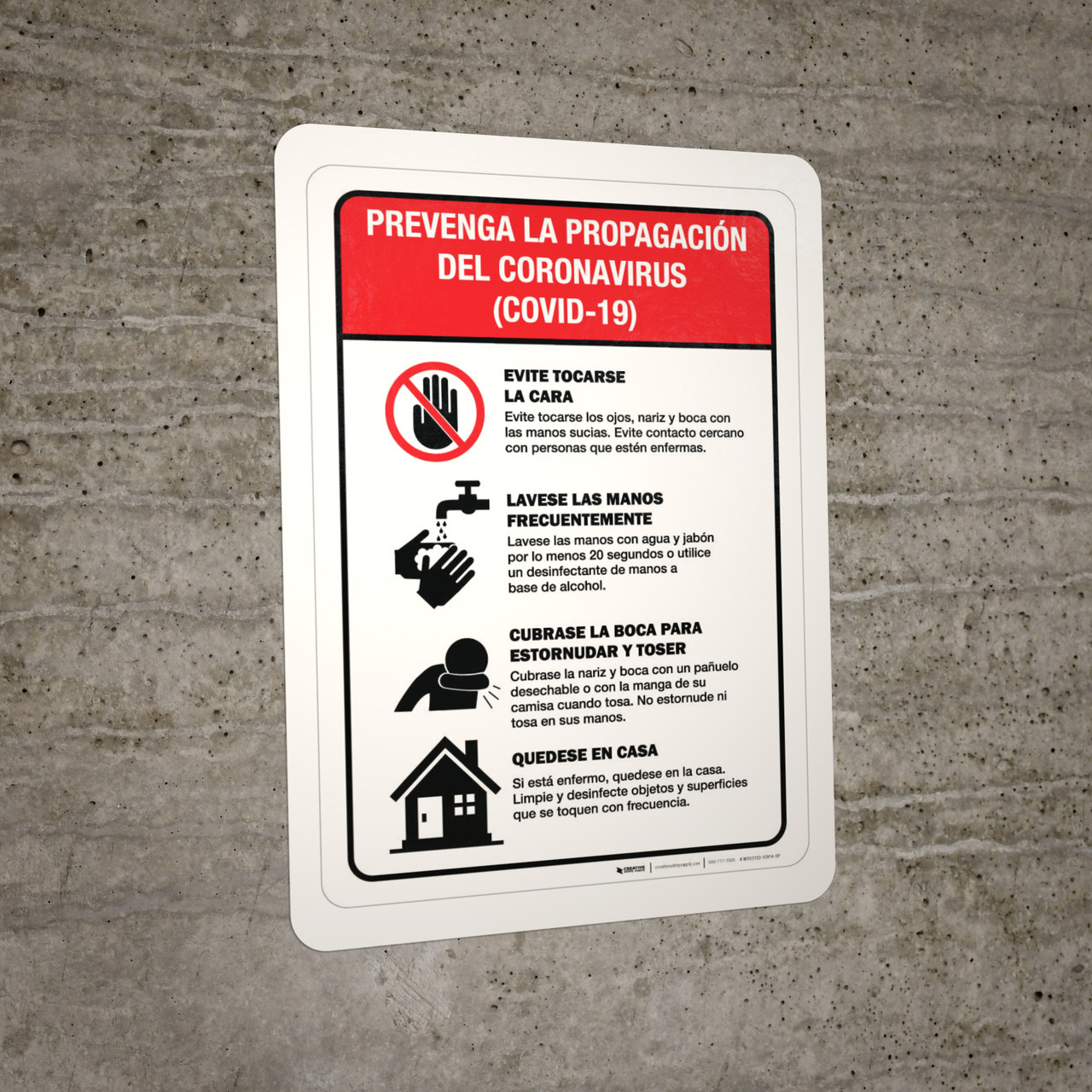 Prevent the Spread of Coronavirus - Covid-19 Spanish - Wall Sign