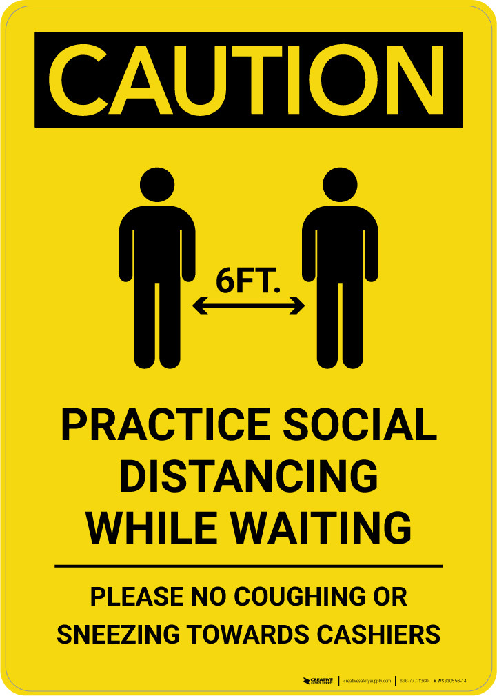 Caution: Practice Social Distancing While Waiting with Icon Portrait ...