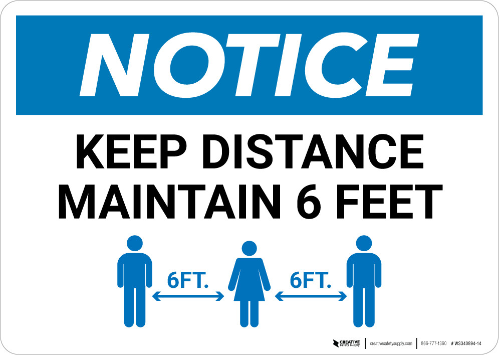 Notice: Keep a Safe Distance with Icon Landscape - Wall Sign