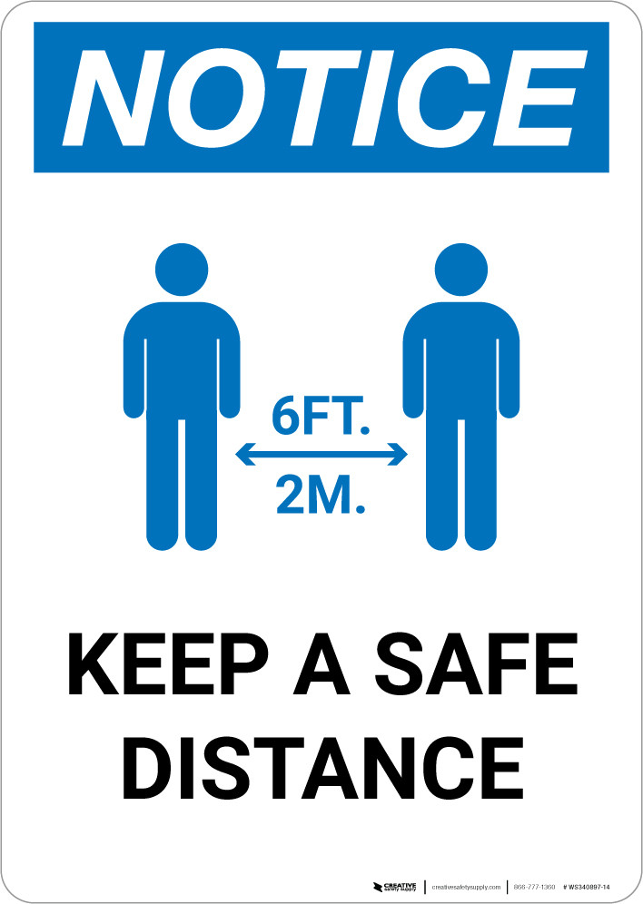 Notice: Keep Distance Maintain 6ft with Icon Portrait | Creative Safety ...