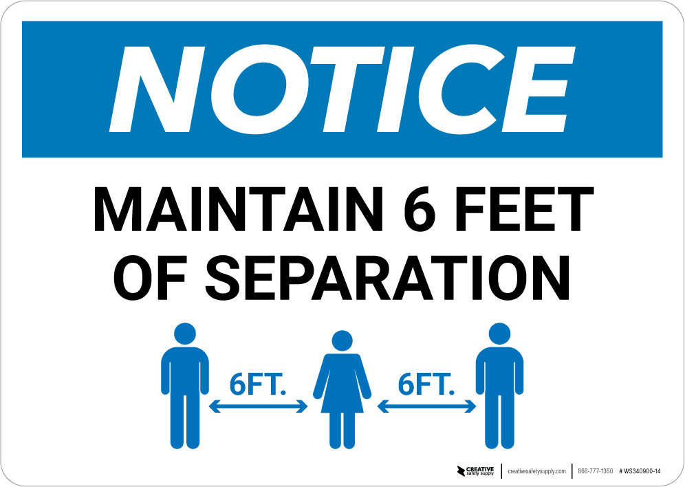 Notice: Maintain 6 Feet of Separation with Icon Landscape - Wall Sign ...