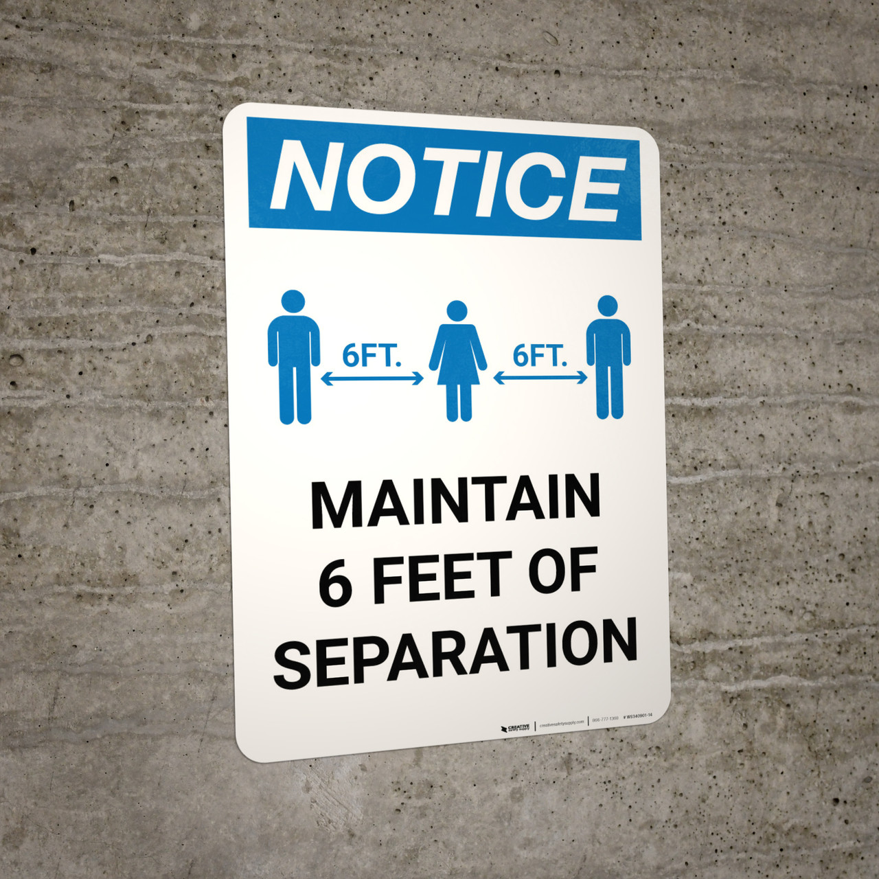 Notice: Maintain 6 Feet of Separation with Icon Portrait - Wall Sign ...