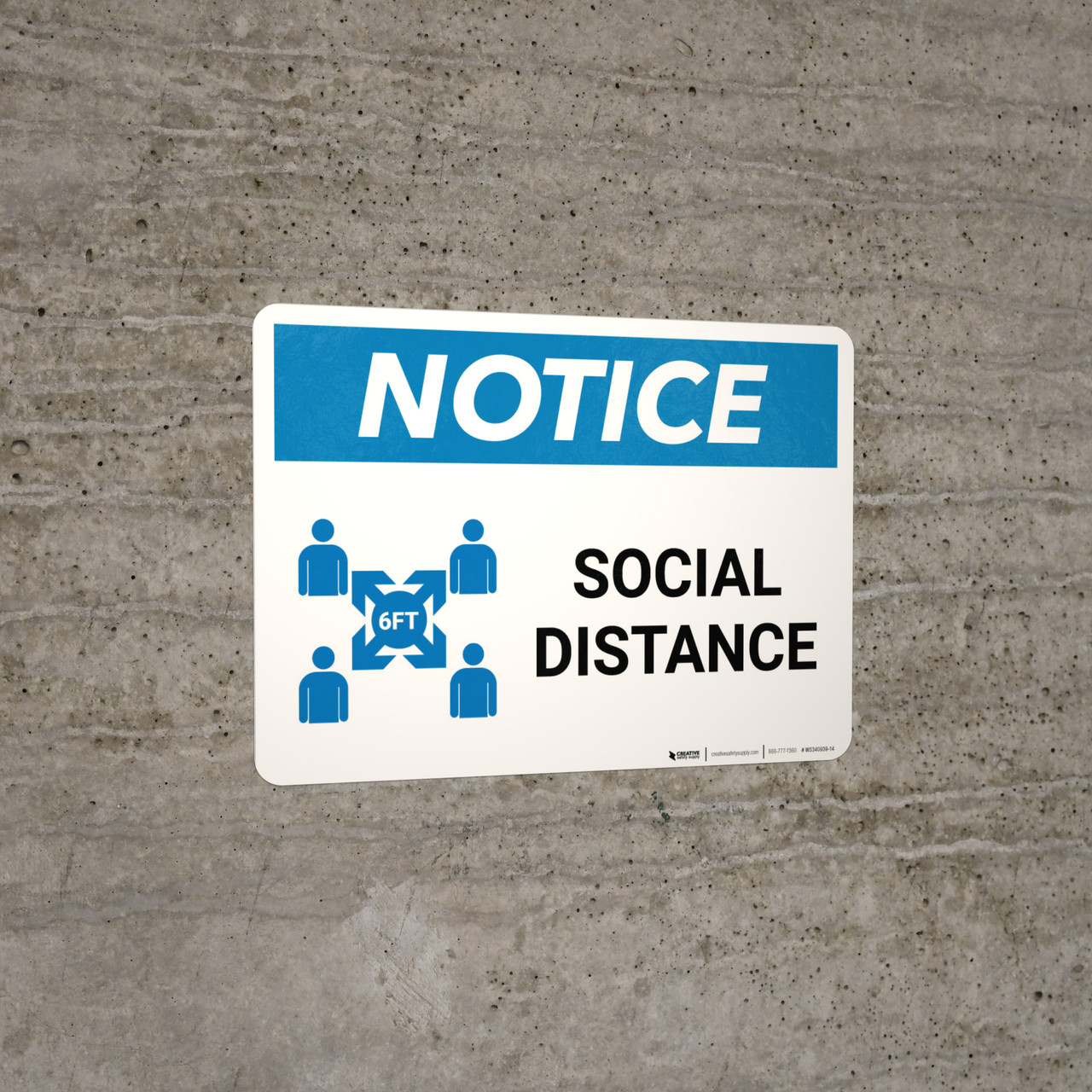 Notice: Social Distance with Icon Landscape - Wall Sign