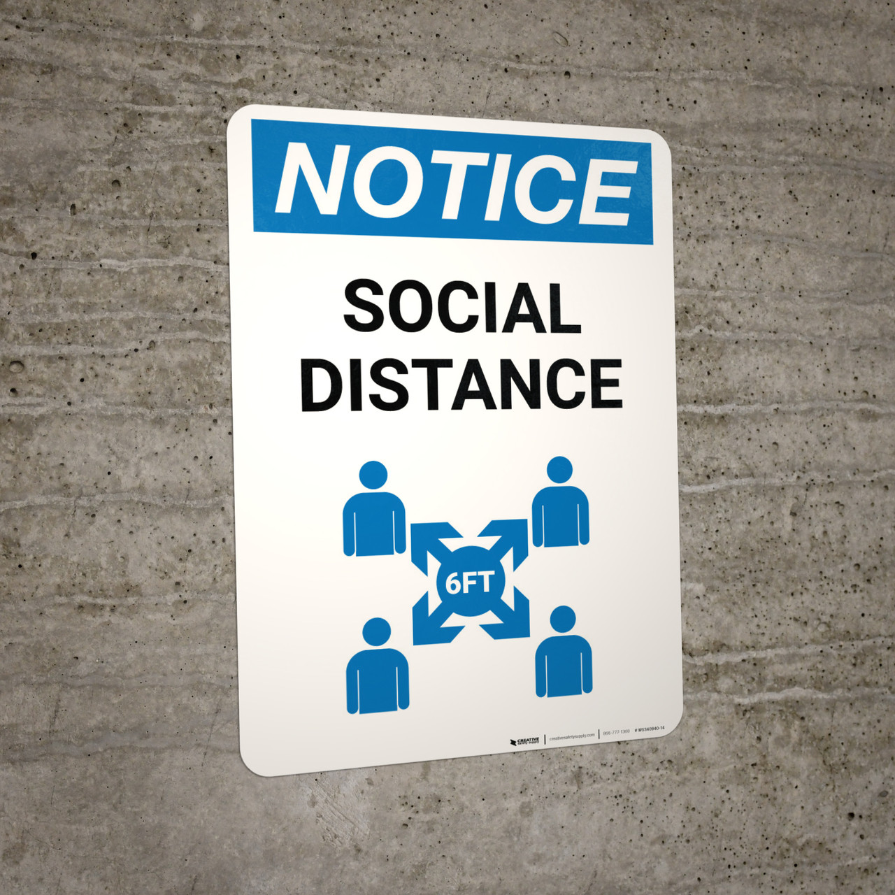 Notice: Social Distance with Icon Portrait - Wall Sign
