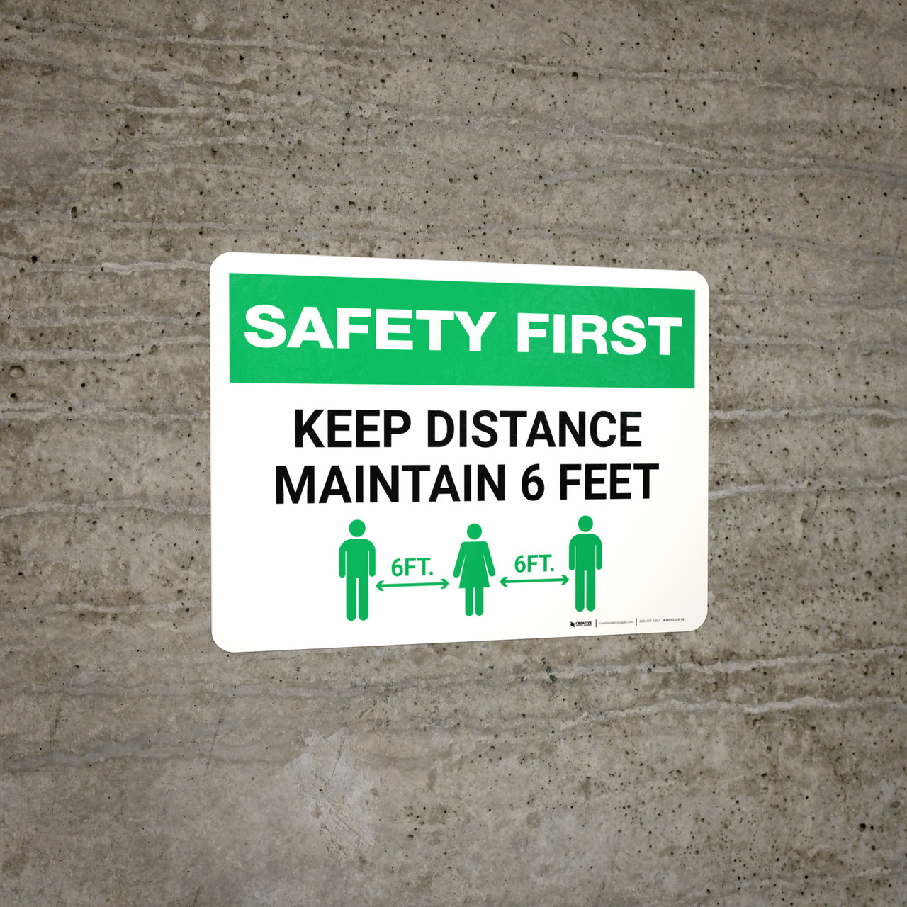 Safety First: Keep Distance Maintain 6ft with Icon Landscape - Wall Sign