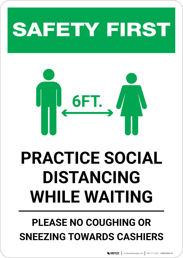 Safety First: Practice Social Distancing While Waiting with Icon ...