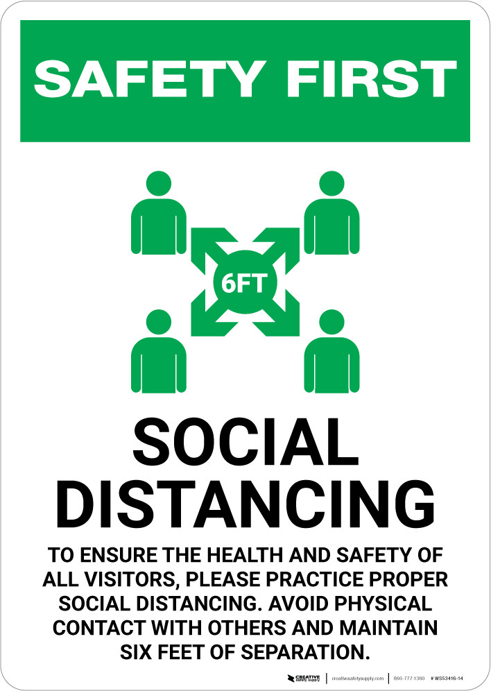 Safety First: Social Distancing to Ensure Health with Icon Portrait ...