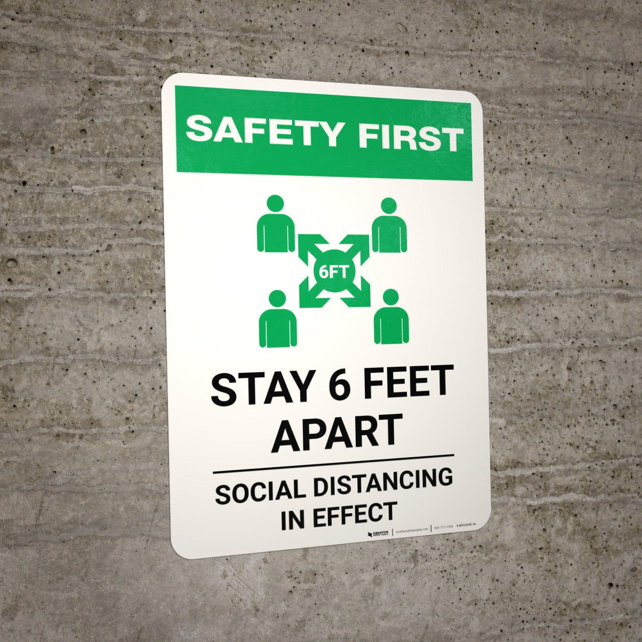 Safety First: Stay 6 Feet Apart with Icon Portrait - Wall Sign