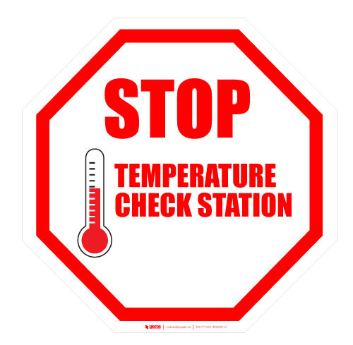 STOP - Temperature Check Station - Red - Floor Sign