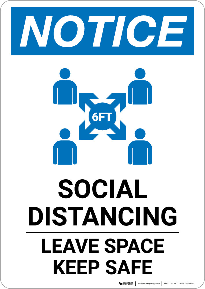 Notice: Social Distancing Leave Space Keep Safe with Icon Portrait ...