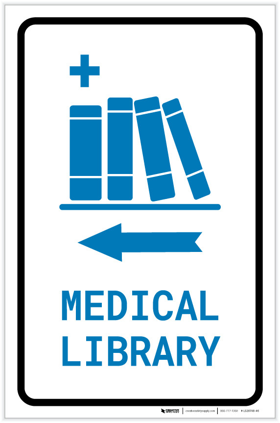 Medical Library Left Arrow with Icon Portrait v2 - Label