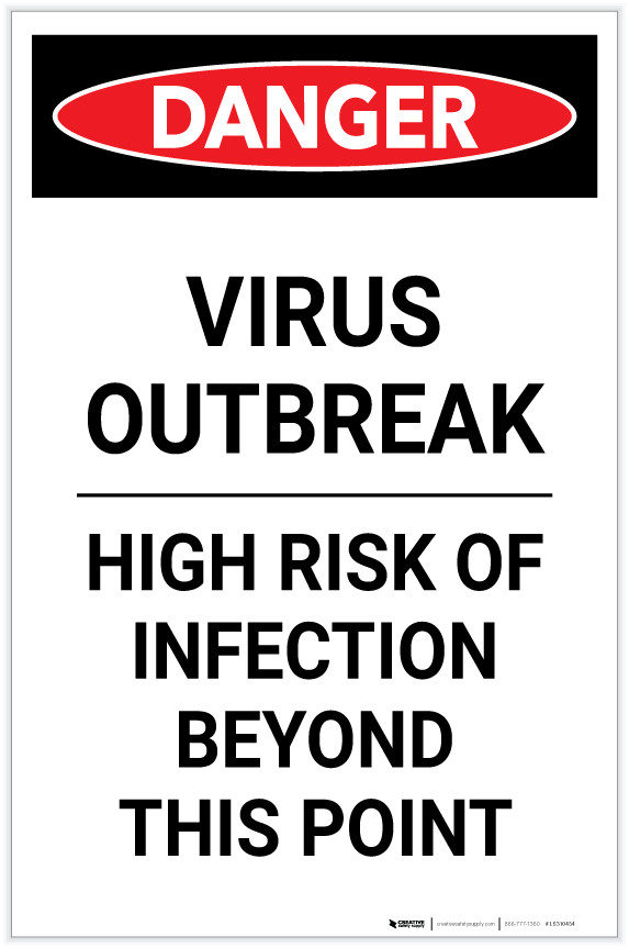 Danger: Virus Outbreak Risk Of Infection Portrait - Label