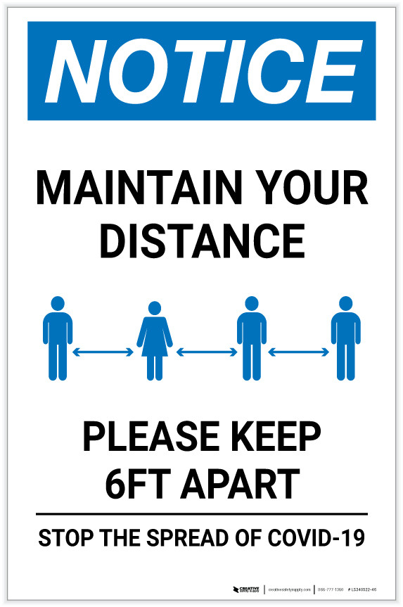 Notice: Maintain Your Distance ANSI Portrait - Label
