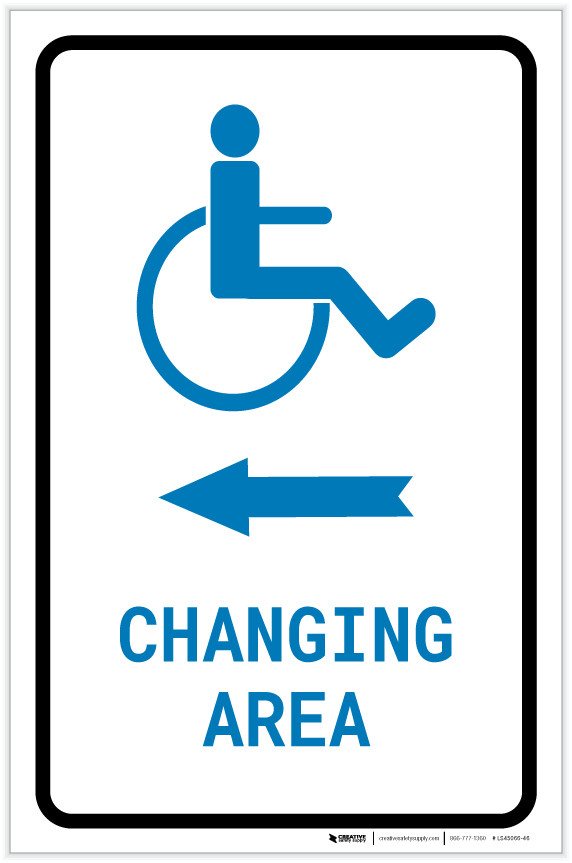 ADA Accessible Changing Area Left Arrow with Icon Portrait v2 - Label