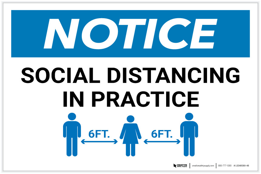 Notice: Social Distancing in Practice with Icons Landscape - Label ...