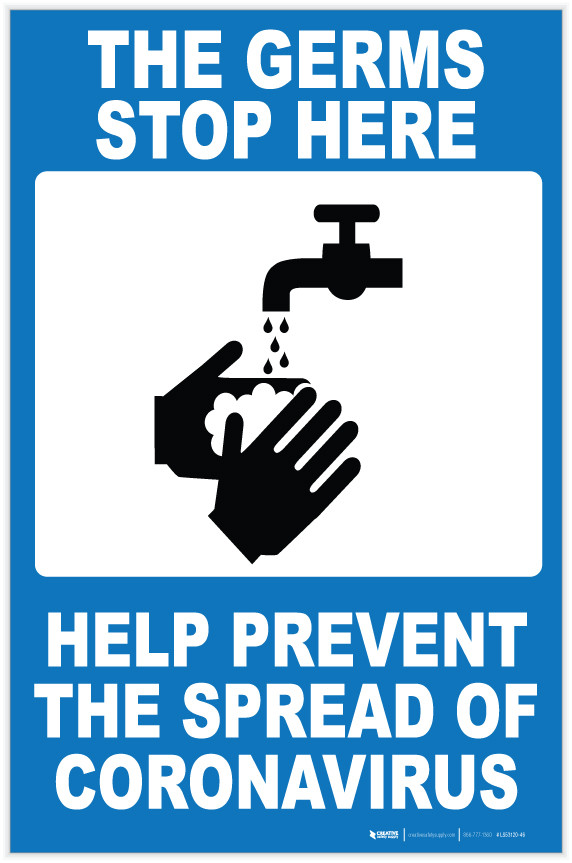 The Germs Stop Here - Prevent The Spread of Coronavirus - Label