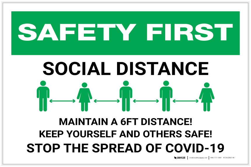 Safety First: Social Distance - Maintain a 6ft Distance! Landscape ...